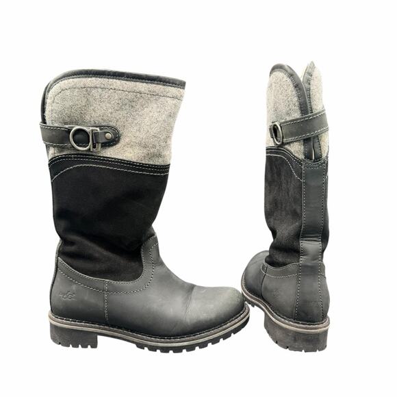 Bos. & Co. | Shoes | Bos Co Hawker Black Leather Felt Shearling Lined ...